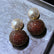 Orange Zircon and Pearl push button studs – Juwelen